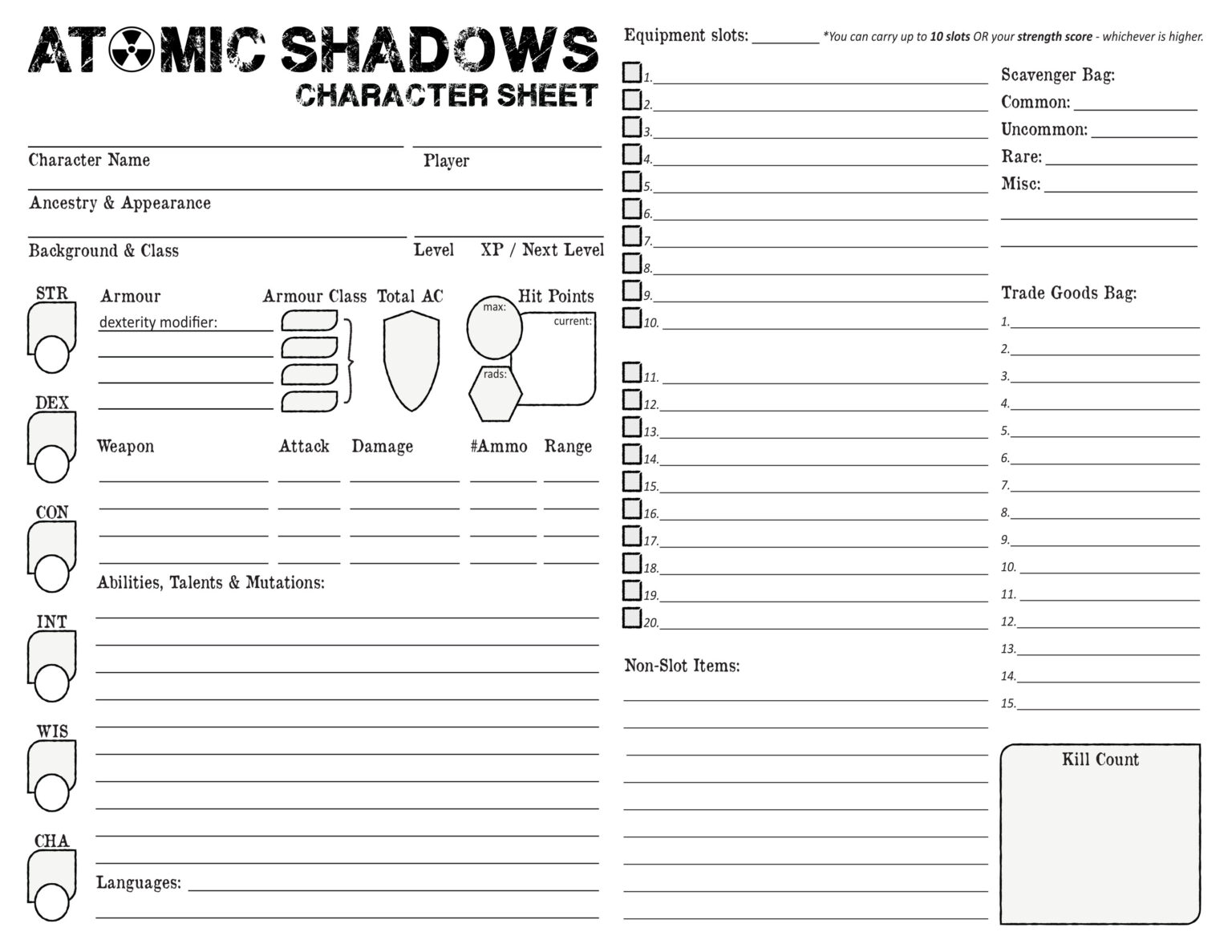 Atomic Shadows Character Sheet (PDF)