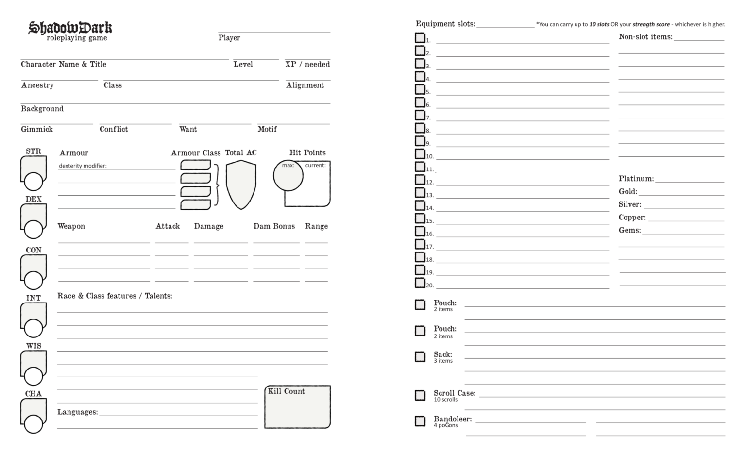 SD Character Sheets - Wallhalla Games
